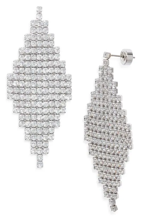 Nordstrom Pavé Drop Earrings - Clear- Silver