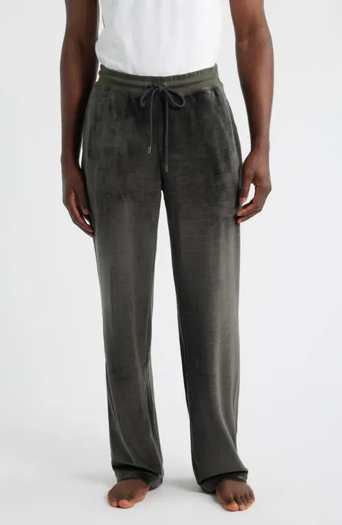 Daniel Buchler Angled Stripe Velour Pajama Pants - Charcoal