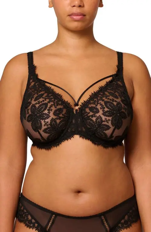 Simone Perele Embroidered Underwire Strappy Full Cup Plunge Bra