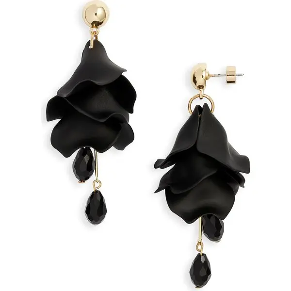 Nordstrom Petal Chandelier Drop Earrings - Black- Gold