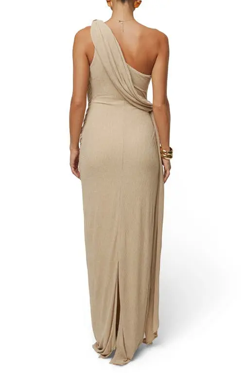 JLUXLABEL Drape One-shoulder Gown - Beige