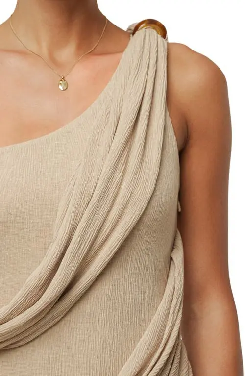 JLUXLABEL Drape One-shoulder Gown - Beige