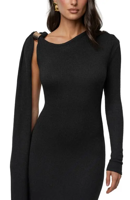JLUXLABEL Aniza Drape Long Sleeve Maxi Dress - Black