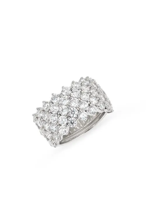 Nordstrom Cubic Zirconia Grid Ring - Clear- Silver
