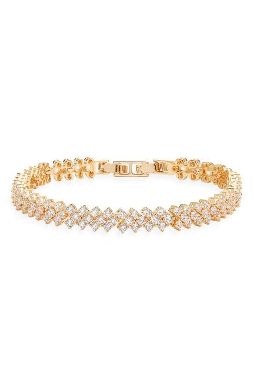 Nordstrom Herringbone Cubic Zirconia Tennis Bracelet - Clear- Gold