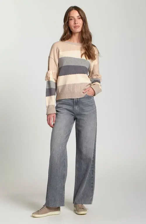 APNY Colorblock Fringe Sweater