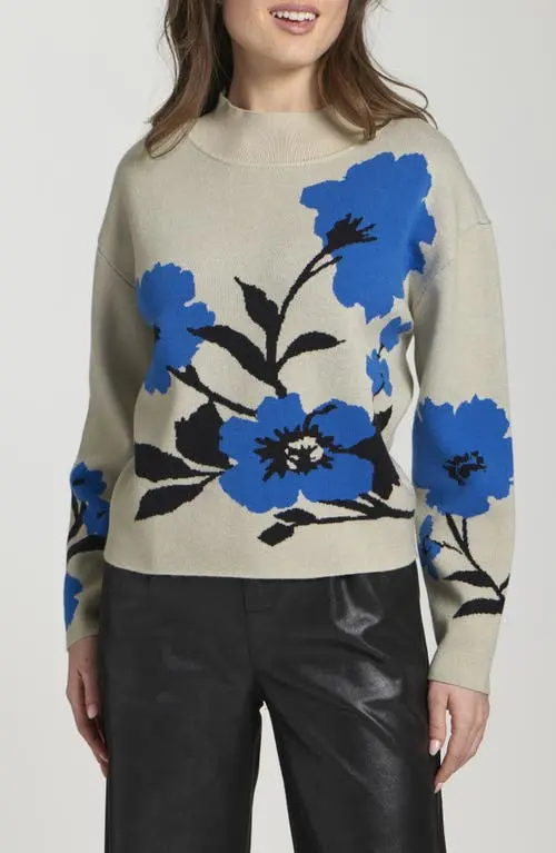 APNY Floral Jacquard Mock Neck Sweater