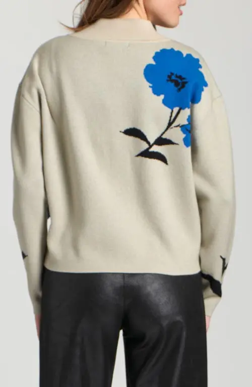 APNY Floral Jacquard Mock Neck Sweater