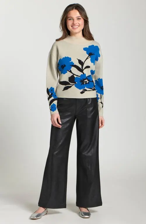 APNY Floral Jacquard Mock Neck Sweater