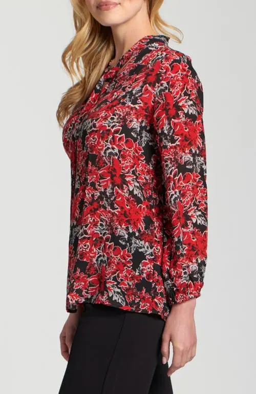 APNY Printed Tie-neck Top - Red