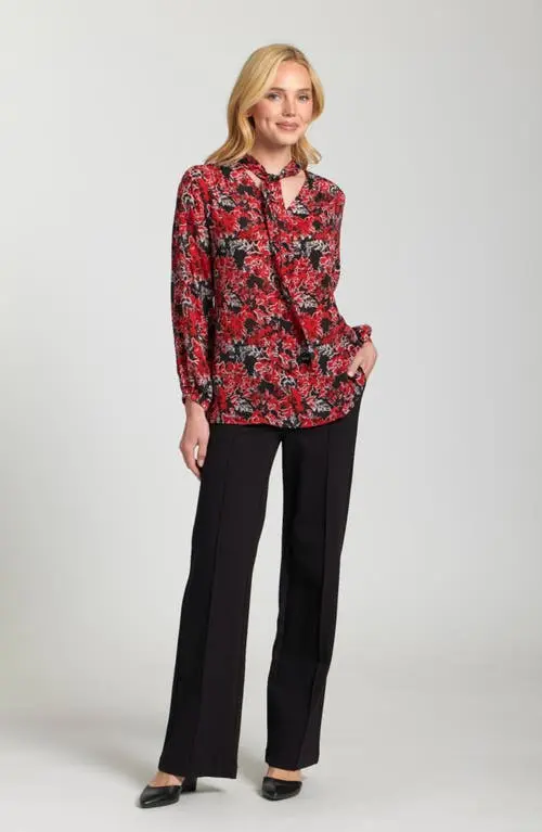 APNY Printed Tie-neck Top - Red