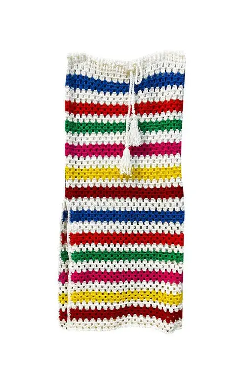 NESSI BYRD Hand-made Knitted Striped Crochet Cover-up Skirt - Multicolor