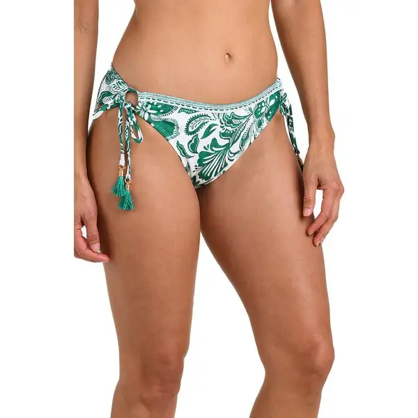La Blanca Botanical Brocade Side Tie Bikini Bottom - Jungle