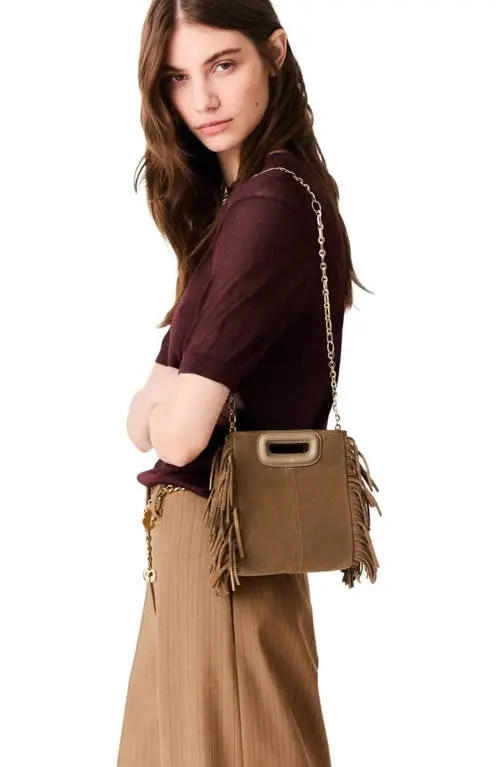 Maje Mini M Bag In Suede Leather