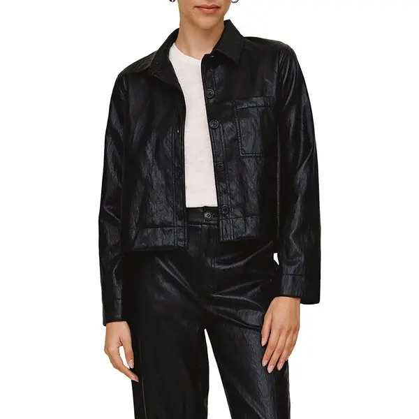 Bella Dahl Crop Faux Leather Jacket - Black