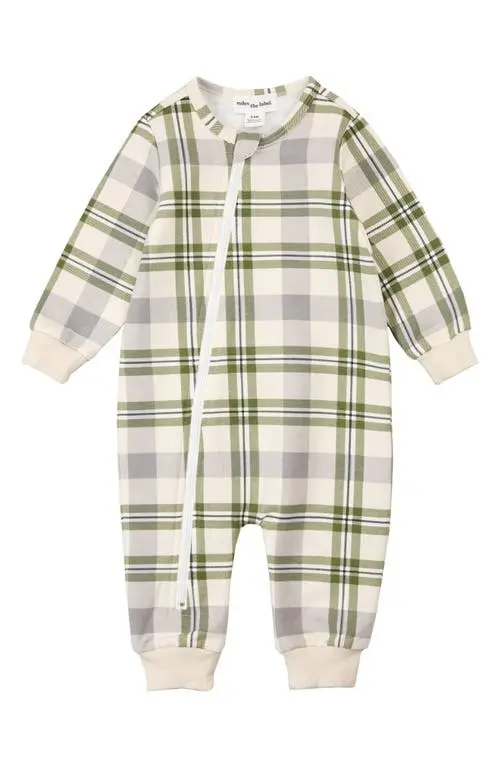 MILES THE LABEL Plaid Full Zip Romper - Beige