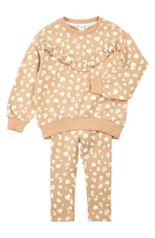 MILES THE LABEL Cheetah Print Sweatshirt And Leggings Set - Camel