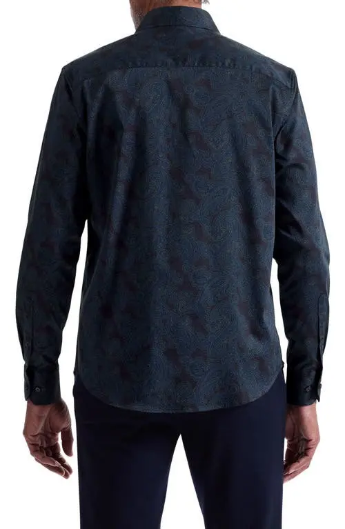 Bugatchi Axel Shaped Fit Paisley Stretch Button-up Shirt - Eggplant