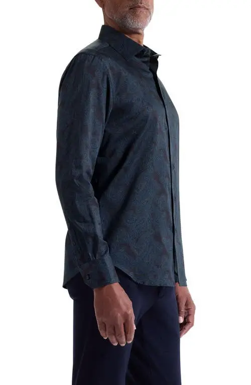 Bugatchi Axel Shaped Fit Paisley Stretch Button-up Shirt - Eggplant