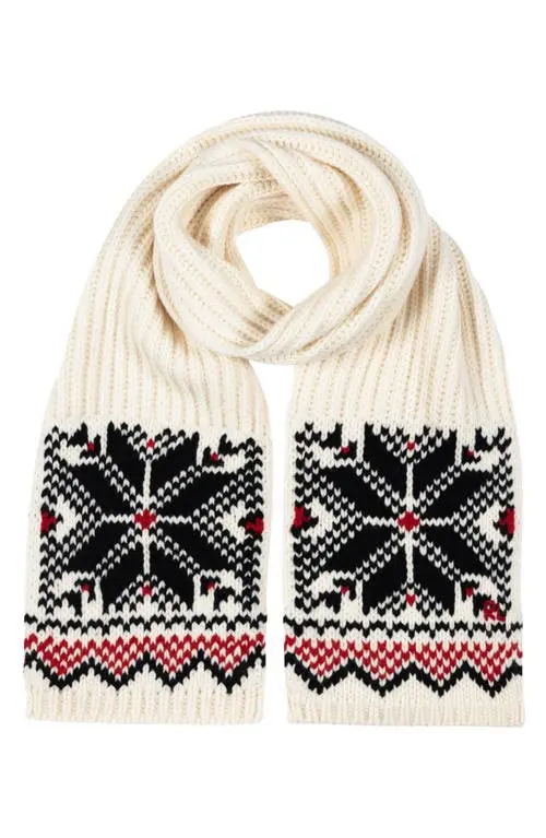 Polo Ralph Lauren Winter Snowflake Wool Scarf - Cream Multi