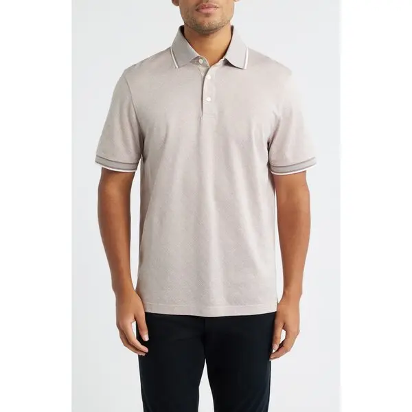 Bugatchi Diamond Piqué Cotton Polo - Cobblestone