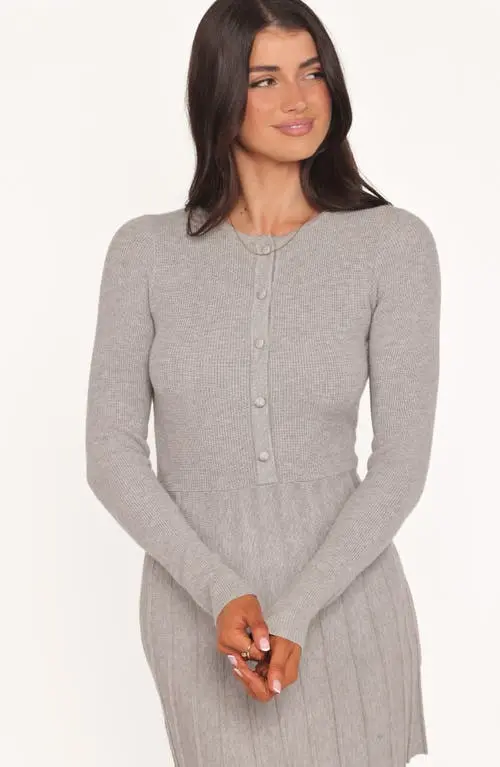 PETAL & PUP Darlina Long Sleeve Mini Dress - Heather Grey
