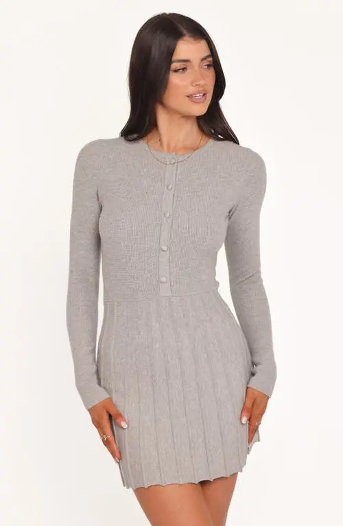 PETAL & PUP Darlina Long Sleeve Mini Dress - Heather Grey