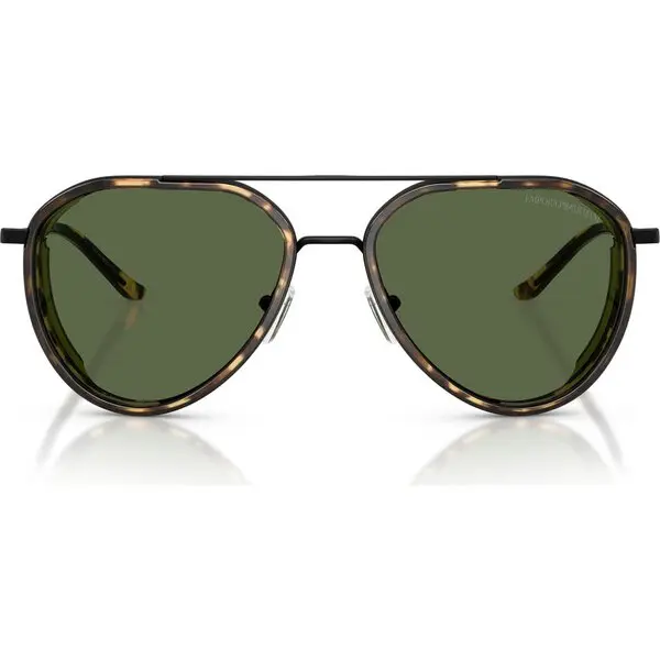 Emporio Armani 56mm Pilot Sunglasses - Matte Black/dark Green