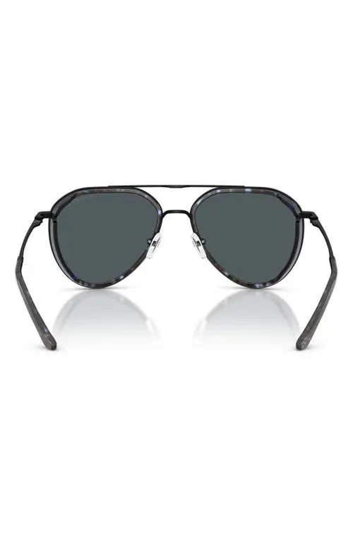 Emporio Armani 56mm Pilot Sunglasses - Matte Black/dark Grey