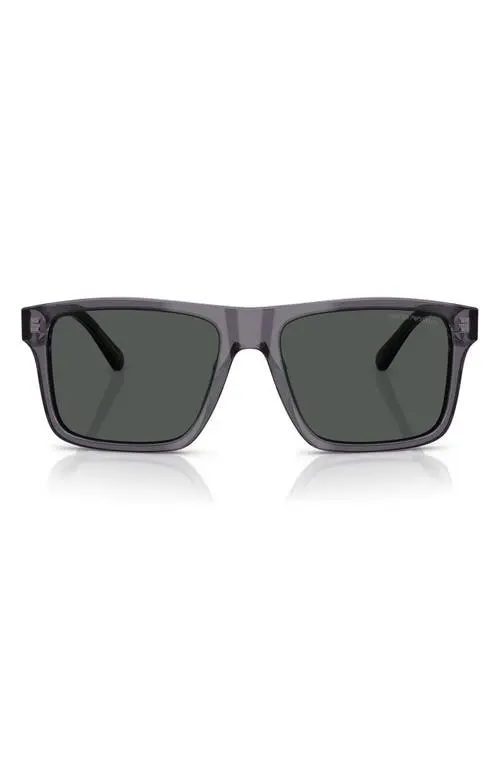 Emporio Armani 57mm Square Full Rim Sunglasses - Transparent Dark Grey/smoke