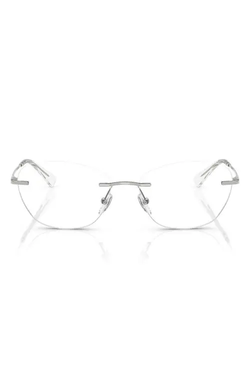 Emporio Armani 55mm Phantos Eyeglasses - Shiny Silver/demo Lens