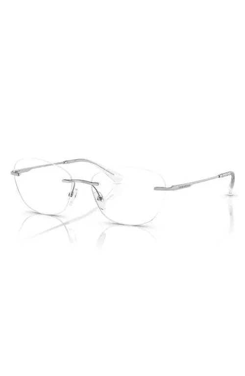 Emporio Armani 55mm Phantos Eyeglasses - Shiny Silver/demo Lens