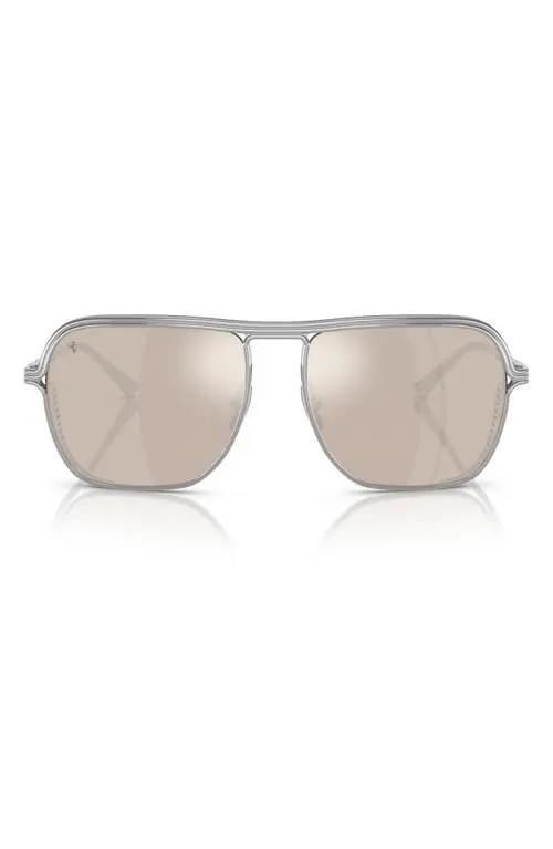 SCUDERIA FERRARI 59mm Square Sunglasses - Silver/real White Gold
