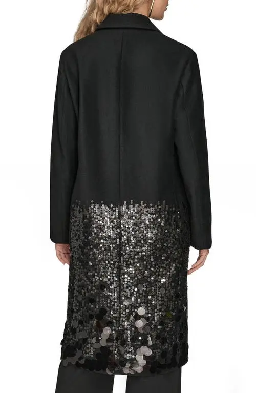 Donna Karan New York Sequin-embellished Wool-blend Longline Coat
