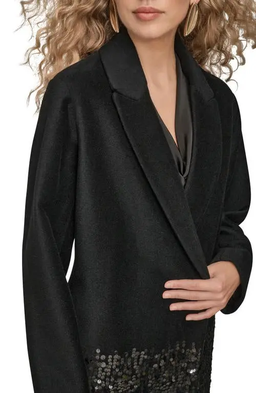 Donna Karan New York Sequin-embellished Wool-blend Longline Coat
