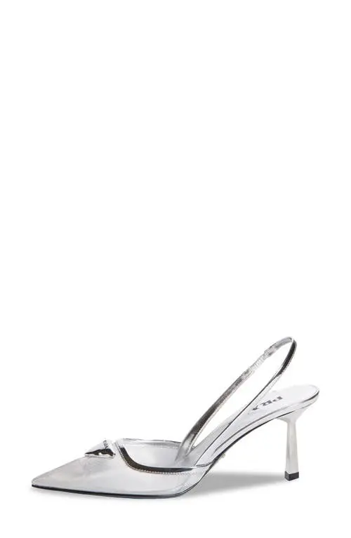 Prada Pointed Toe Metallic Mesh Slingback Pumps