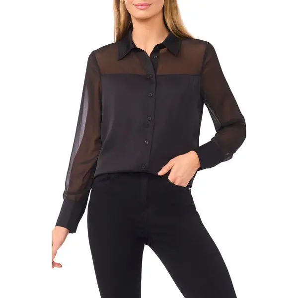 CECE DUPRAZ Sheer Detail Button-up Shirt