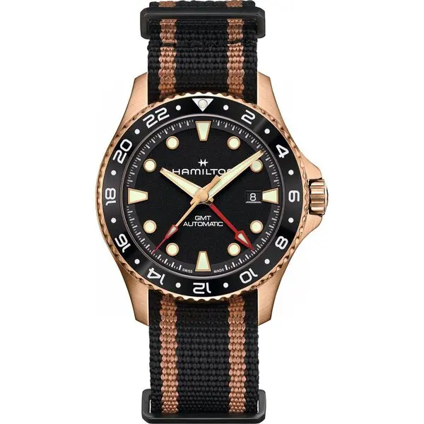 Hamilton Khaki Navy Scuba Gmt Automatic Strap Watch - Black
