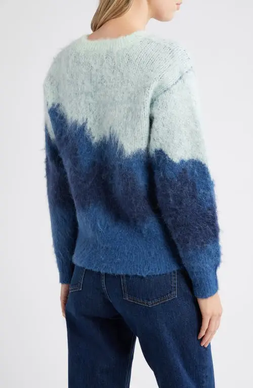 CITY BLUES Brushed Jacquard V-neck Sweater