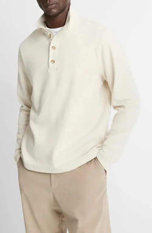 Vince Long Sleeve Stand Collar Cotton Henley