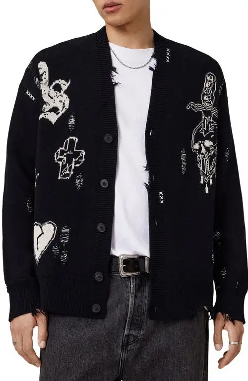 ALLSAINTS Caledon Jacquard Knit Cardigan