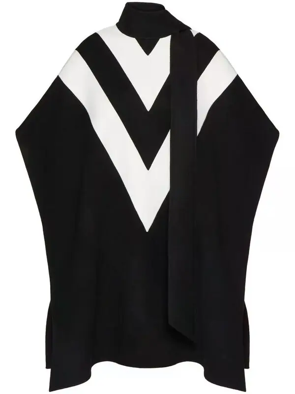 Valentino Garavani Vlogo Scarf-detail Cape - Black