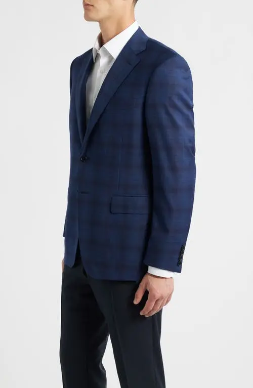 Canali Siena Regular Fit Ombré Check Super 130s Wool Sport Coat - Navy