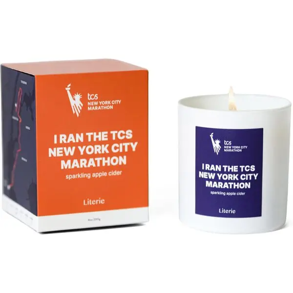 LITERIE I Ran The Tcs New York City Marathon Candle - Orange/navy