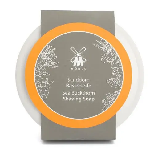 MUHLE Porcelain Dish With Sea Buckthorn Shaving Soap - White