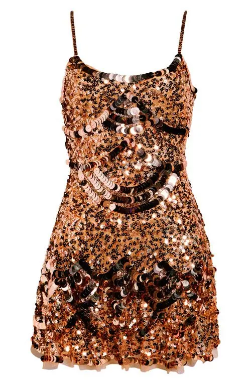 LoveShackFancy Liria Sequin Mini Dress - Honey Shimmer