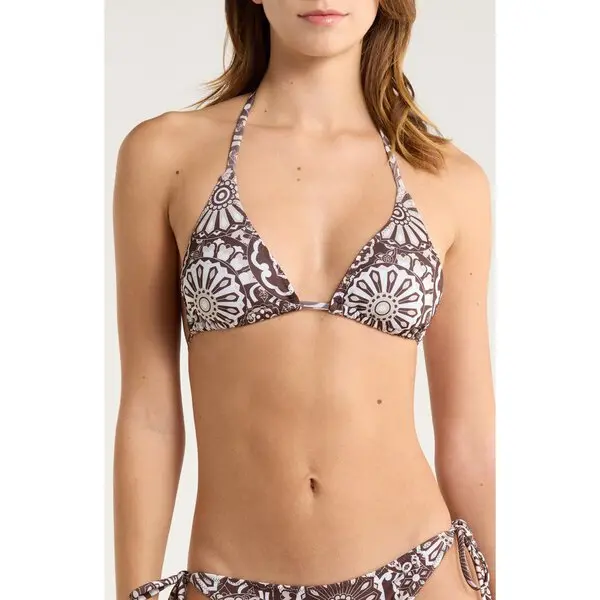 Ramy Brook Adley Triangle Bikini Top - Beach Brown Combo