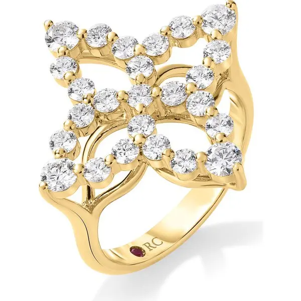 Roberto Coin Tapered Princess Flower Diamond Ring - Yellow