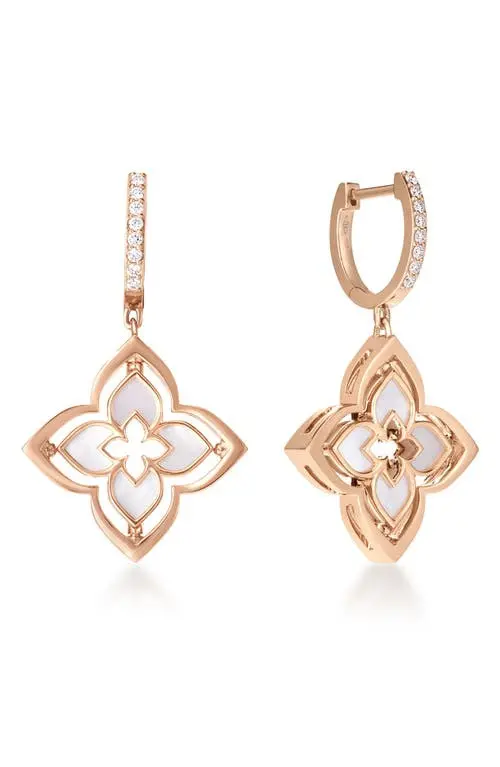 Roberto Coin Venetian Princess Pirouette Diamond And Mother-of-pearl Drop Earrings - Rose