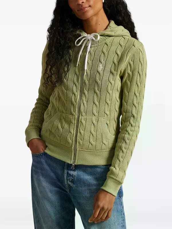 Polo Ralph Lauren Zip-up Cable-knit Hoodie - Green